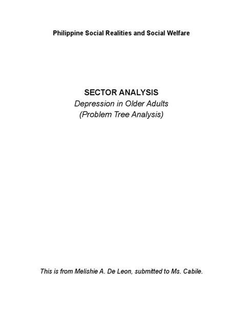 Depression In Older Adults Problem Tree Analysis Pdf Major