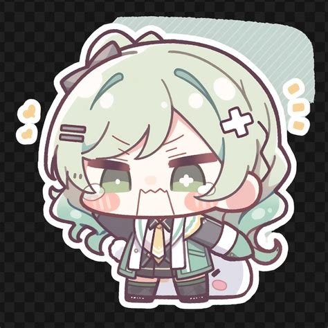 Premium Psd A Anime Girl With A Green Hair And A Sticker That Says