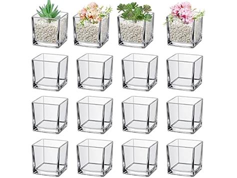 16 Pieces Clear Square Glass Vase