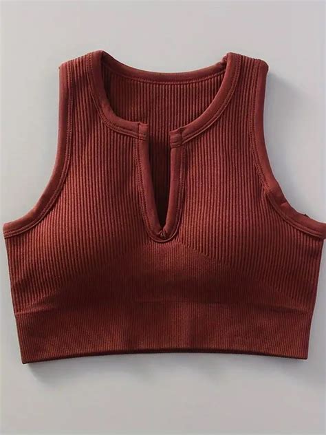 시원한 체육관 푸시 업 운동 브라 여성용 액티브웨어 실색 숨쉬는 짜임이 있는 V넥 섹시 스포츠 브라 Temu Korea