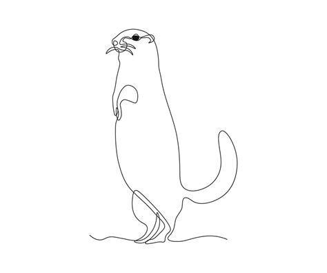 Abstract Standing Gopher Continuous On Line Drawing 21728644 Vector Art