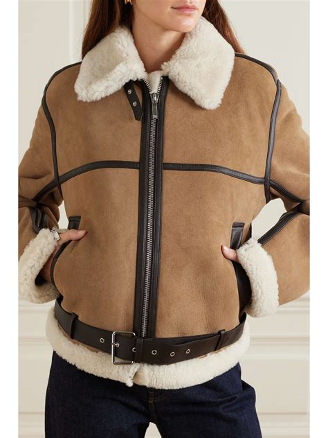 TOTEME NET SUSTAIN Leather Trimmed Shearling Jacket NET A PORTER