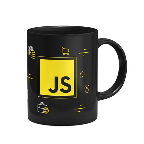 Caneca Dev New Mug JavaScript JS Preta Fun Geek Store