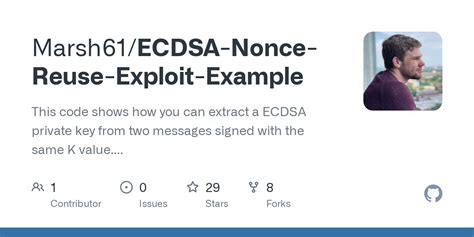 Github Marsh61ecdsa Nonce Reuse Exploit Example This Code Shows How You Can Extract A Ecdsa