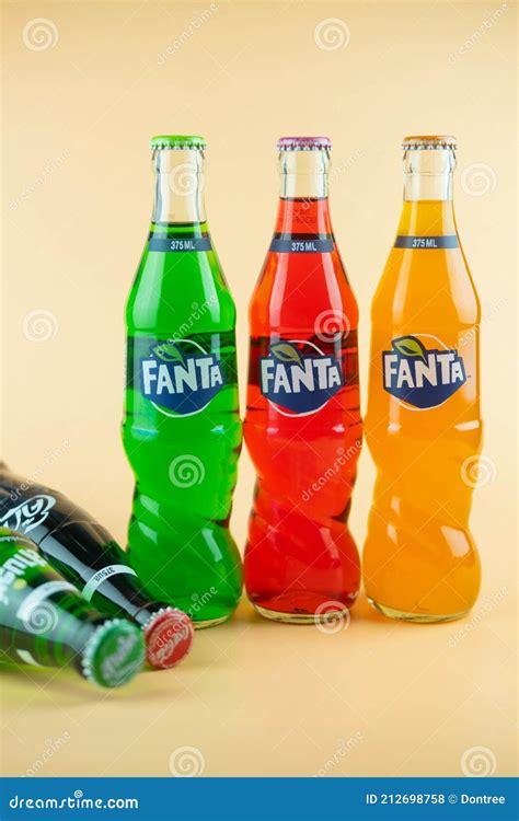 Fanta Glass Bottle With Coca Cola Red Crate Editorial Image