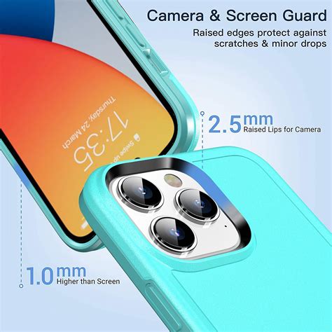 For Iphone 14 Pro Max Double Solid Color Armor Phone Case Lake Blue
