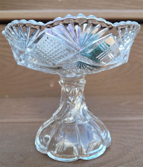 Vintage Eapg Pedestal Pressed Glass Dish The Crystalary