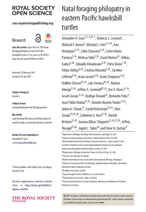 Pdf Natal Foraging Philopatry In Eastern Pacific Hawksbill Turtles