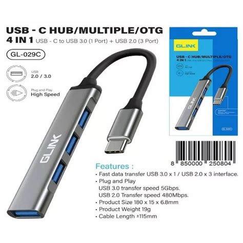 Glink Gl 029c 4in1 Usb Hub 4 Port Typec Usb 30 High Speed ตัวเพิ่มช่อง