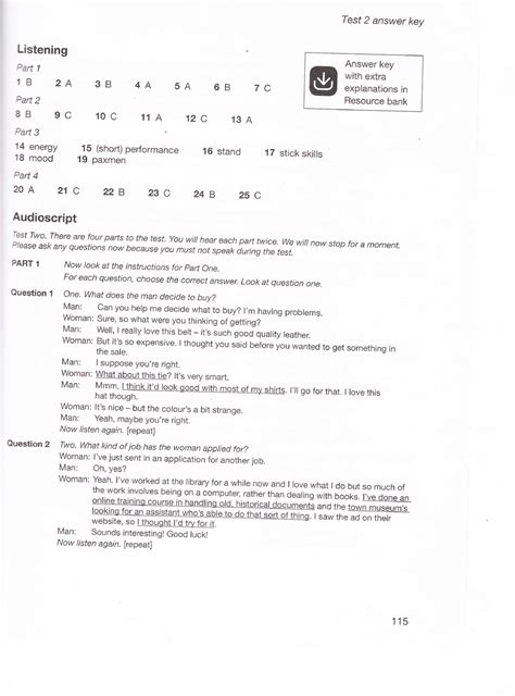 Test 2 Listening Transcript Listening Pari 1 1b 2a Part 2 8b