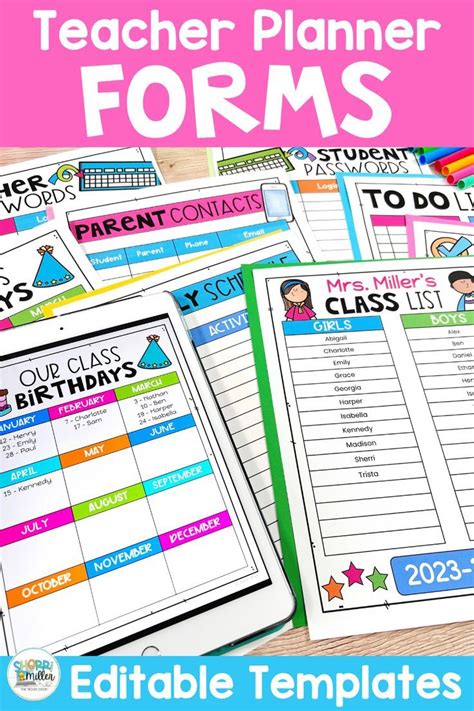 Editable Classroom Forms Checklists To Do List Templates Teacher Planner