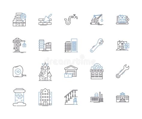 Construction Tools Outline Icons Collection Shovel Hammer Drill Saw Wood Wrench Pliers