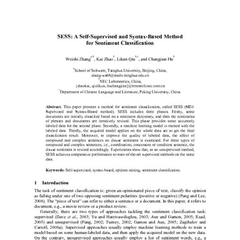 Sess A Self Supervised And Syntax Based Method For Sentiment