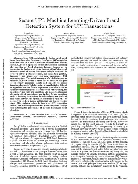 Secure Upi Machine Learning Driven Fraud Detection System For Upi