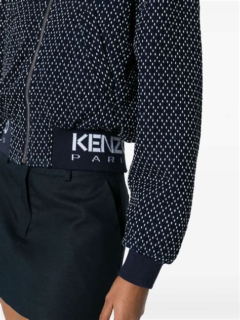 Kenzo Sashiko Stitch Embroidered Bomber Jacket In Rinse Blue Denim