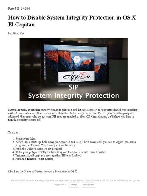 How To Disable System Integrity Protection In Mac Os X El Capitan Pdf