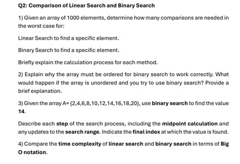 Q2 Comparison Of Linear Search And Binary Search1