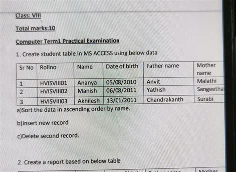 Class VIII Total Marks10 Computer Term1 StudyX