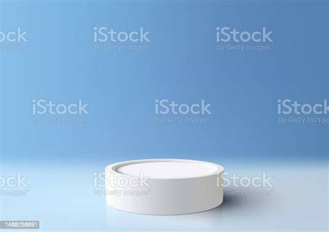 3d 현실적인 빈 흰색 연단에 서서 자연 여름 푸른 하늘 배경 조명 0명에 대한 스톡 벡터 아트 및 기타 이미지 0명 3차원 형태 가정의 방 Istock