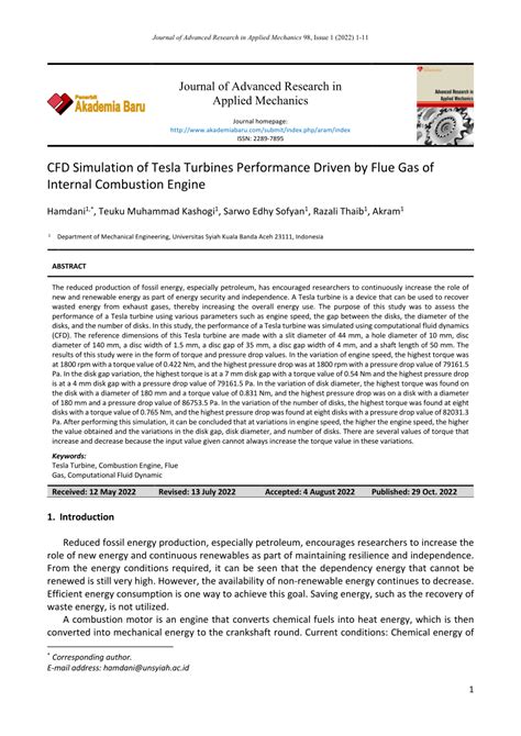 pdf cfd simulation of tesla turbines performance driven by flue gas