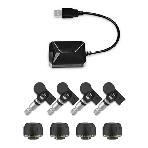 Car TPMS Android Tire Pressure Monitoring System With External Sensors Auto Security Alarm