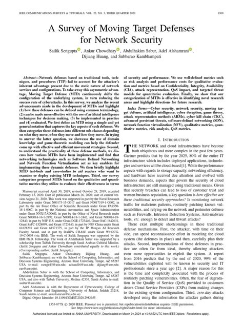 A Survey Of Moving Target Defenses For Network Security Download Free Pdf Malware Computer