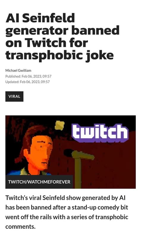 Al Seinfeld Generator Banned On Twitch For Transphobic Joke Michael