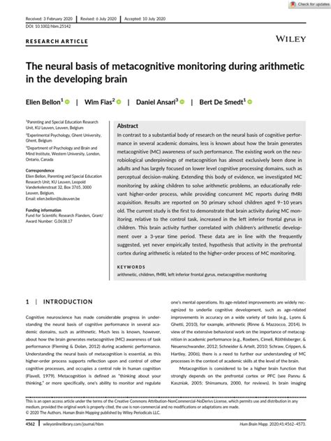 Human Brain Mapping 2020 Bellon The Neural Basis Of Metacognitive