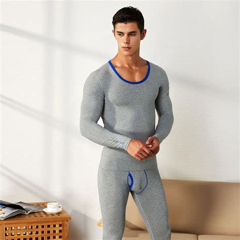A Set Cotton Men Thermal Underwear Long Johns Winter Sexy Pants Warm
