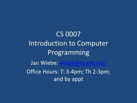 Ppt Cs 0007 Introduction To Computer Programming Powerpoint