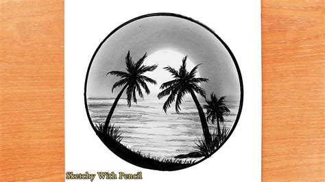 Moon Scenery Drawing Easy Pencil Drawing Work Youtube