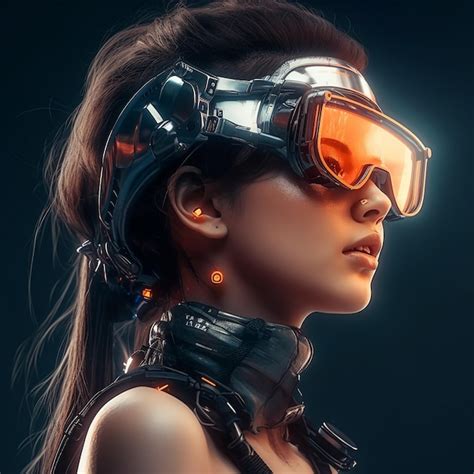 Premium Photo Futuristic Cyberpunk Girl With Innovative Goggles
