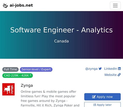Hiring Cad 229k 426k Software Engineer Analytics In Canada R
