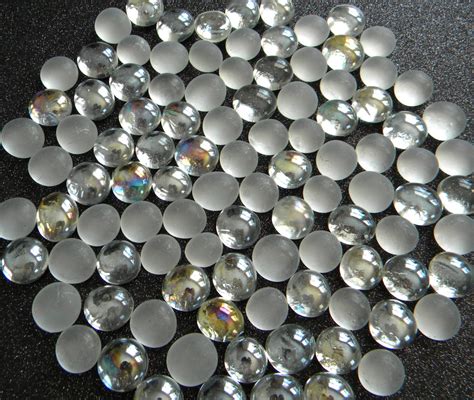 100 Mini Glass Gems Frosted And Clear White Mosaic Supplies