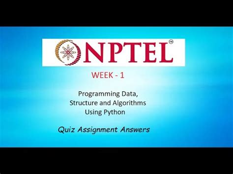 NPTEL Programming Data Structures And Algorithms Using Python Week Quiz Answers YouTube