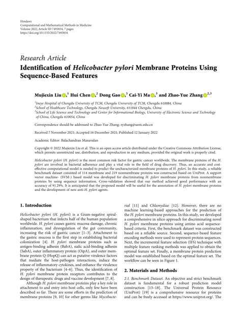 Pdf Identification Of Helicobacter Pylori Membrane Proteins Using