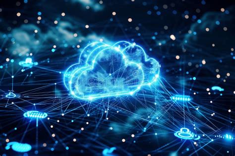 Cloud Computing Concept With Prominent Cloud Icon Surrounded By Global