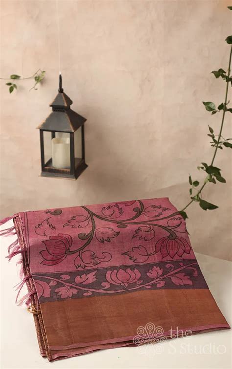 Handpainted Kalamkari Silk Sarees Kalamkari Applique Work Saree