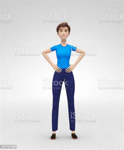 사려깊은 약혼 하 고 자신감 제니3d 만화 여성 캐릭터 모델자기 만족 하 고 안심 캐주얼 옷에 3차원 형태에 대한 스톡 벡터 아트 및 기타 이미지 Istock