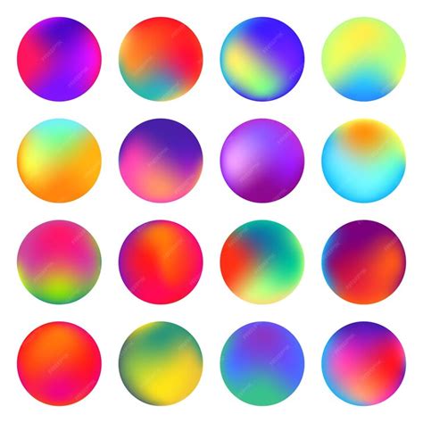 Free Vector Rounded Holographic Gradient Sphere Button Multicolor