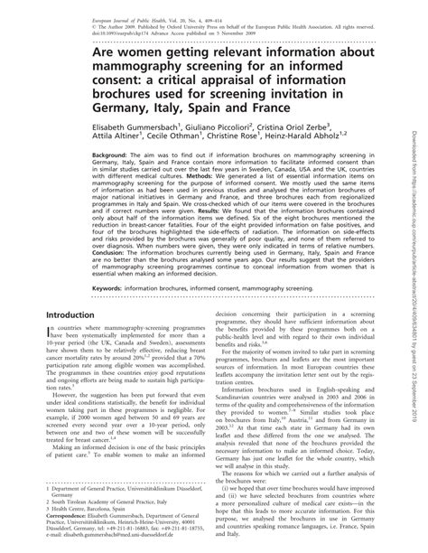 Pdf Are Women Getting Relevant Information About Mammography