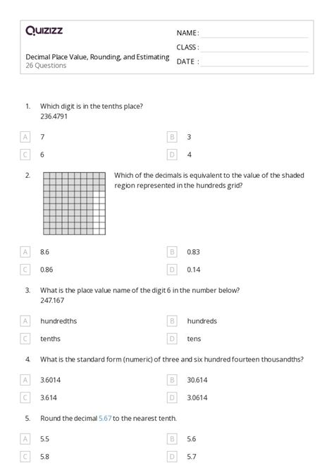 50 Decimal Place Value Worksheets For 7th Grade On Quizizz Free And Printable