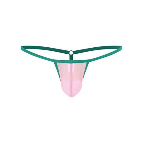 Yizyif Mens Mesh Sheer Bulge Pouch Thongs Underwear Stretchy Low Rise T