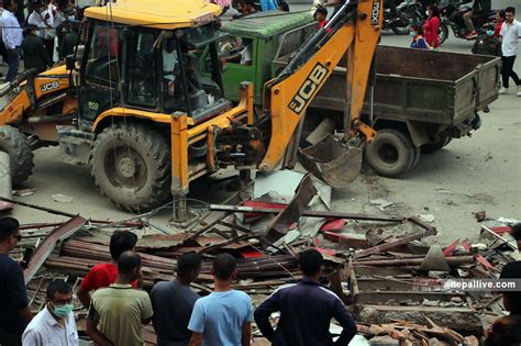 Kathmandu Metropolis Bulldozes Illegal Structures In Front Of Kathmandu