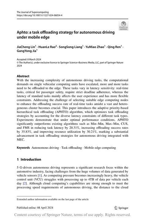 Aphto A Task Offloading Strategy For Autonomous Driving Under Mobile