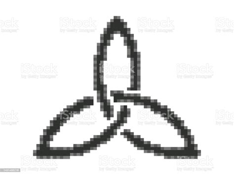 픽셀 스타일의 트리케트라 흰색 배경에 격리된 픽셀화된 트리케트라 기호 80 년대와 90 년대의 8 비트 복고풍 게임 스타일 앱 배너 및 포스터를 디자인합니다 벡터 그림