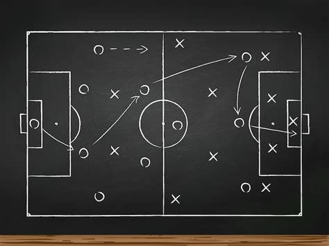 Premium Vector Soccer Play Tactics Strategy Drawn On Chalk Board
