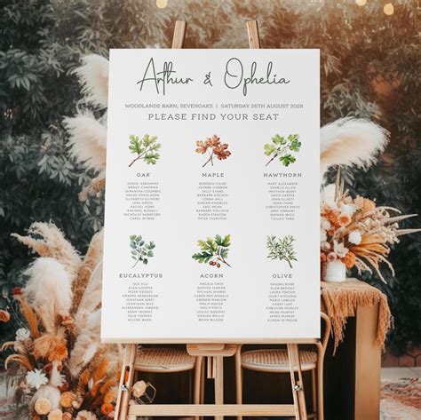 Tree Table Plan Wedding Table Plan Botanical Wedding Seating Plan Tree Table Plan Wedding Table Plan Botanical Wedding Seating Plan