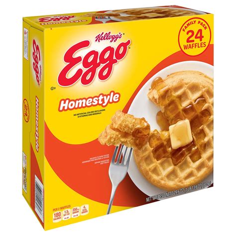 Eggo Frozen Waffles Frozen Breakfast Resealable Homestyle 296 Oz
