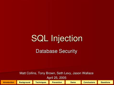 Sql Injection Lecture Slides Cs 4235 Docsity
